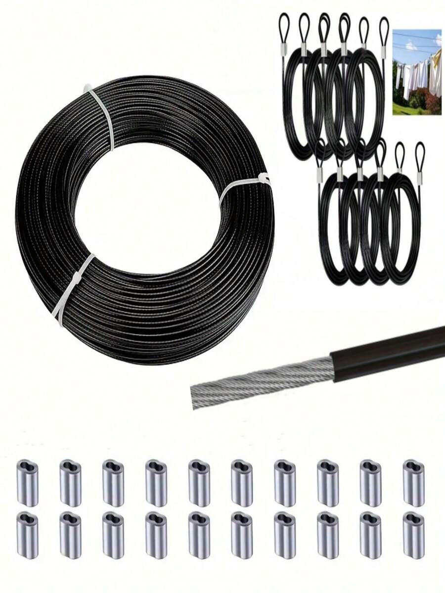Black Plastic Coated Steel Wire Metal Line, Garden Binder Tension ...