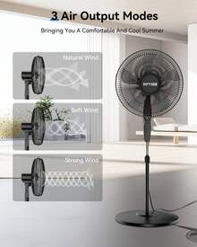 16'' Oscillating Pedestal Fan W/Remote And Timer, 12 Speeds,Adjustable ...