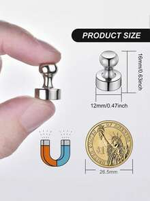 30 Pack Magnetic Push Pins Fridge Magnets, Neodymium Magnet Pins ...