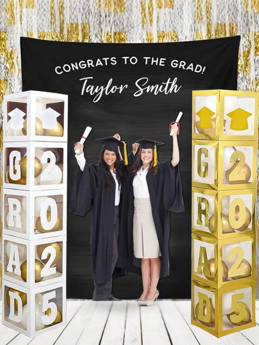 5 Pieces Gold 2025 Graduation Party Balloon Box 2025 Graduation Party ...