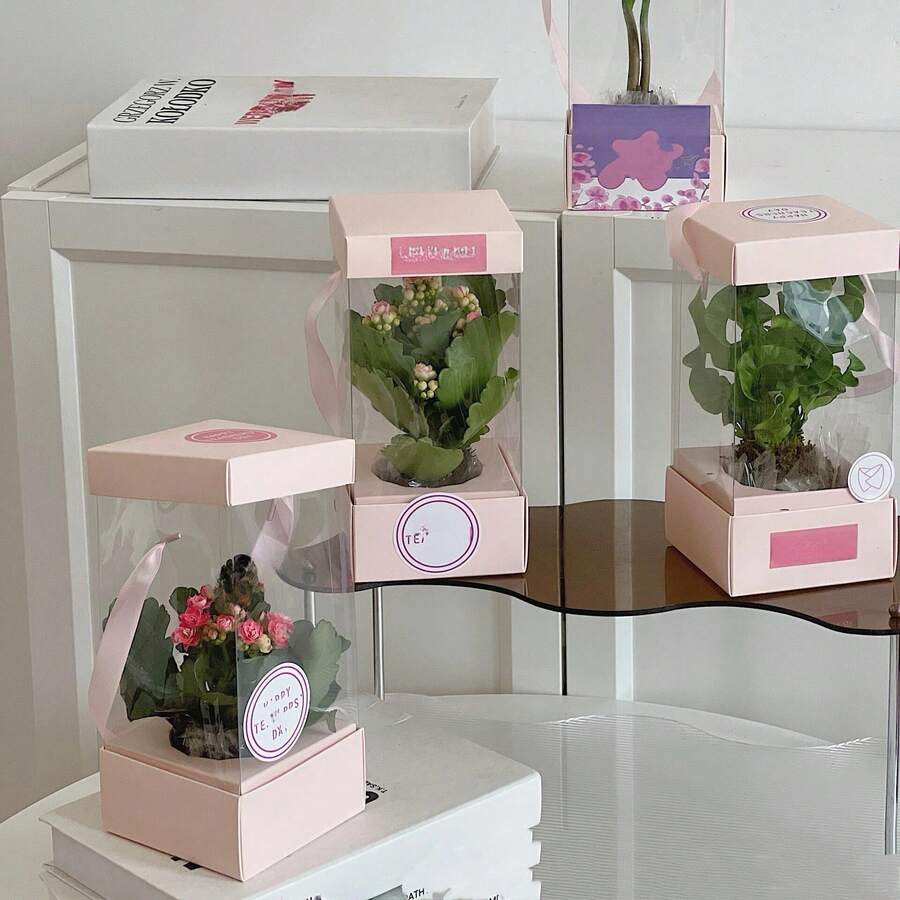 Bouquet Packaging Box, Clear Flower Box With Handle, Foldable Flower ...