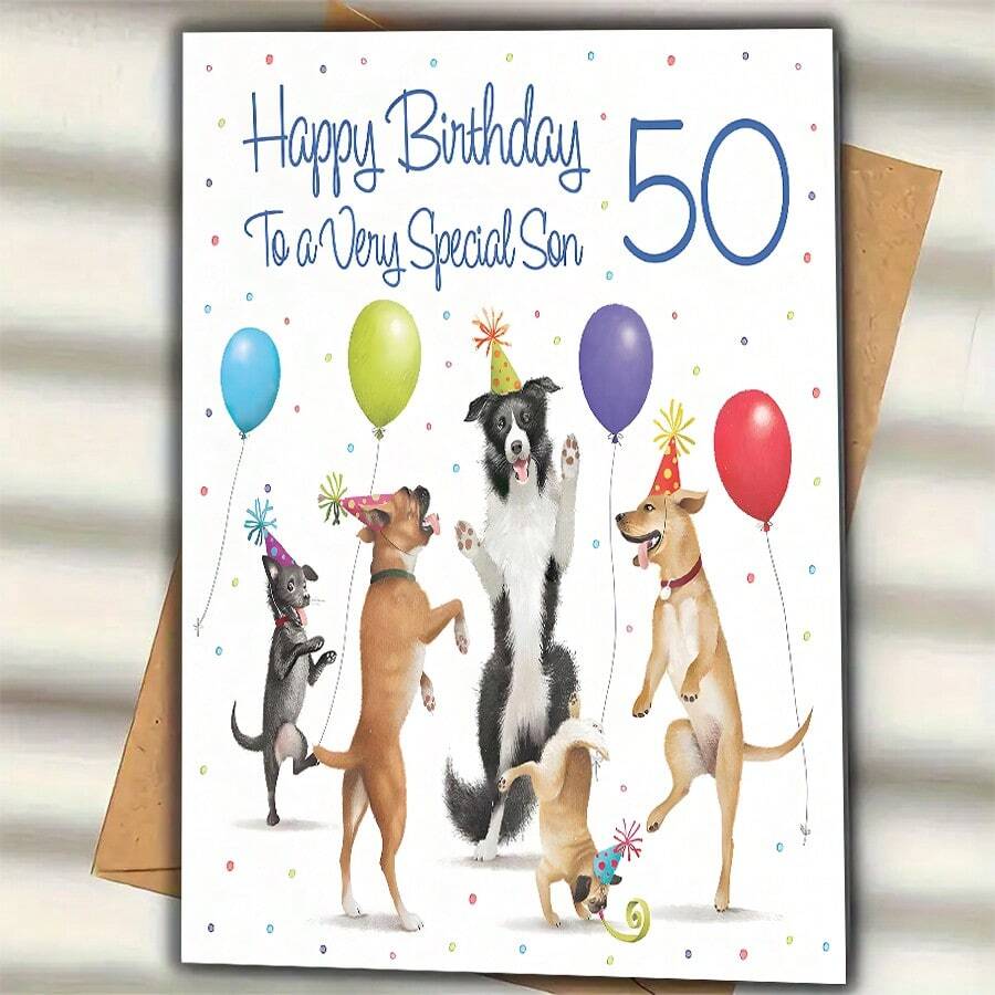 50th Son Birthday Card - Dancing Dogs - Happy Birthday - To A Very ...