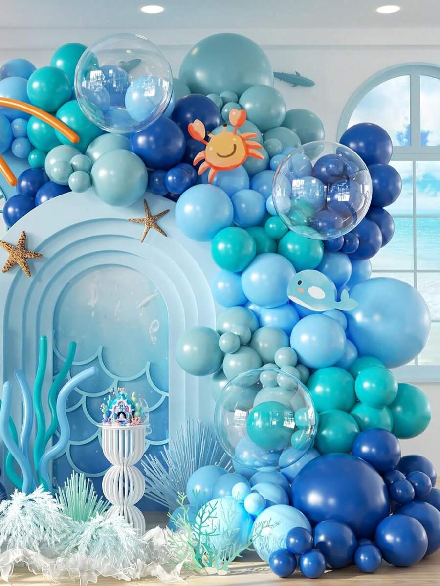 136 Piezas Decoraciones para Fiesta Temática Fondo del Mar, Kit de Arco ...