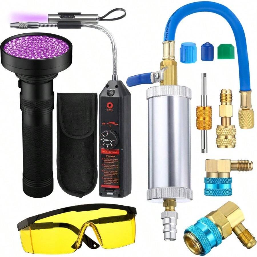 AC Leak Detector Kit R1234Yf R134A R410A AC Oil UV Dye Injector Kit ...