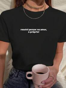 Women's BabyLook T-Shirt Printed Phrases I Decided To Think About My Own Love Various Colors 100 ...