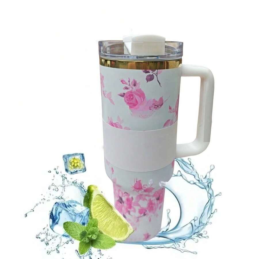 40 Oz Tumbler With Handle And Straw Lid, Insulated Cup Reusable ...