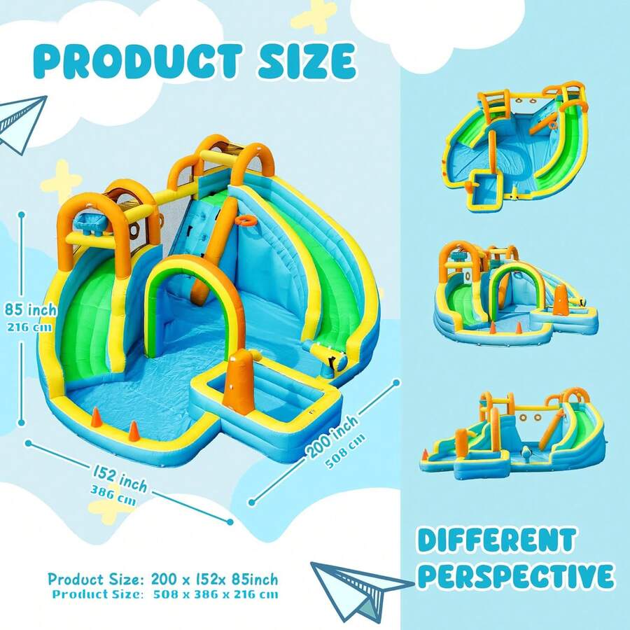 Inflatable Water Slide, Bounce House With 2 Slide For Kids, Inflatable ...