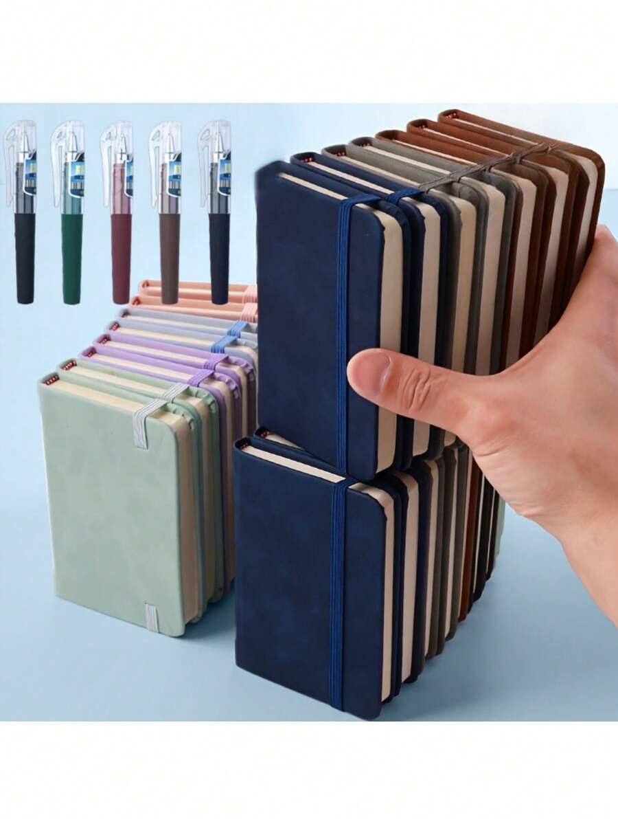 1 Set Of Faux Leather Pocket Notebook With Matching Pen - Soft ...