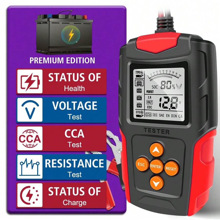 Car Motorcycle Battery Tester SOH SOC CCA IR Measurement For Car Truck ...