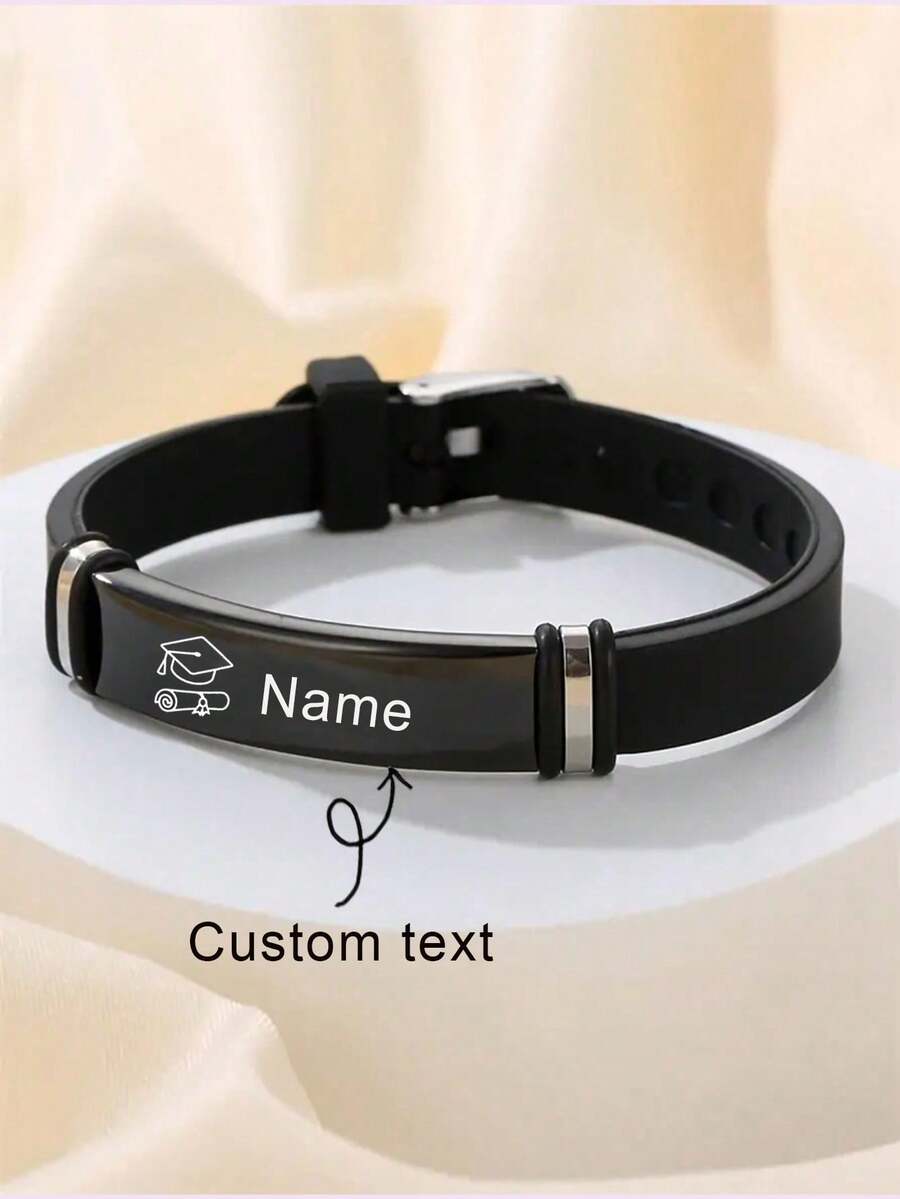Custom Engraved Graduation Bracelet - Graduate Nameplate Silicone ...