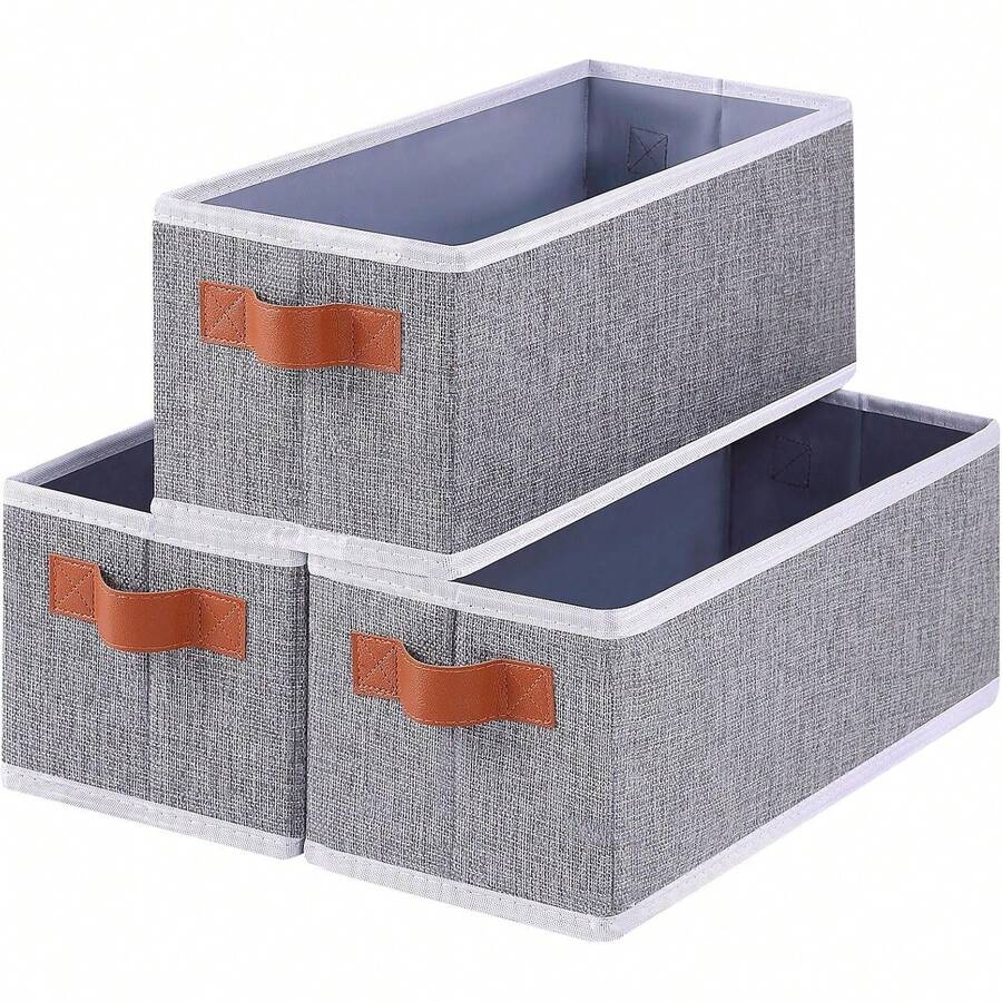 Storage Baskets, Foldable Bins For Shelves, Fabric Boxes With Handles ...