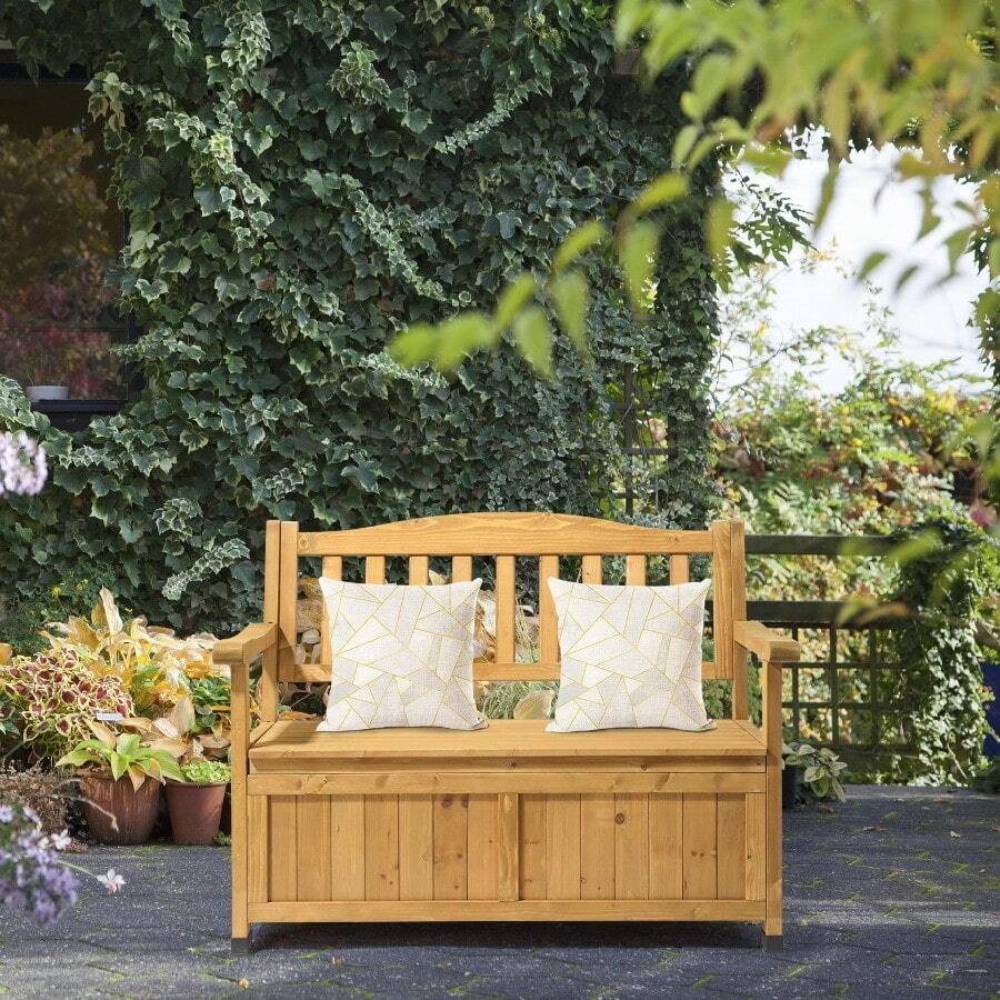 Garden Storage Bench Deck Box W Seating For Outdoor And Indoor - Cedar ...
