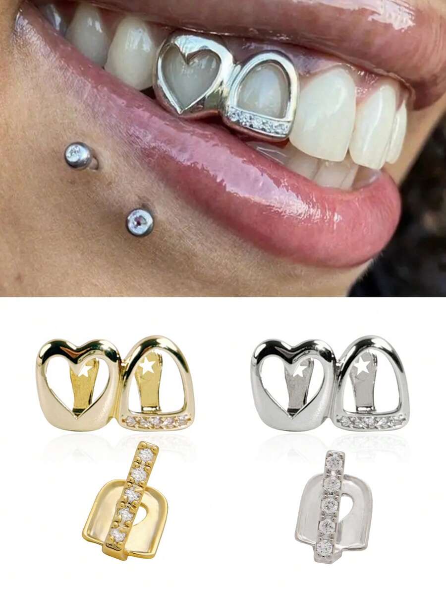 1pc Plated Grillz Mouth Top Tooth Single Grill Cap For Teeth Party ...