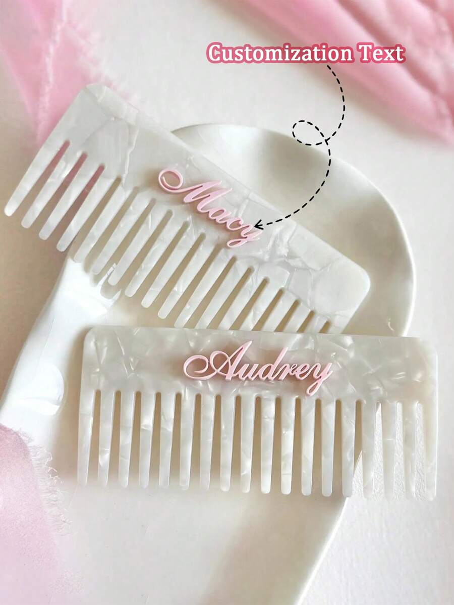 1 Personalized Elegant Ladies' Retro Acetate Comb With Pearl Name ...