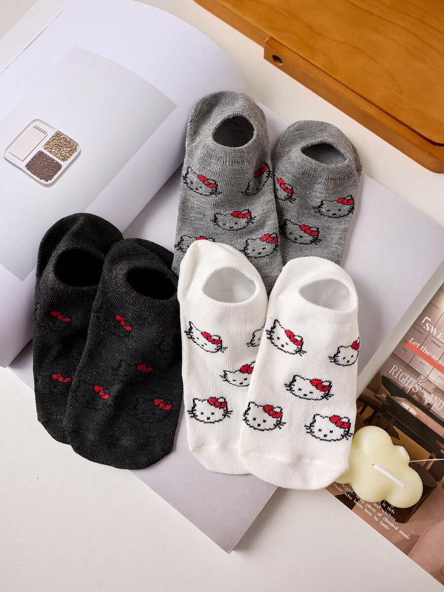 Sanrio 8 Pairs Of Women's Ankle Socks, Sanrio Hello Kitty Pattern, Thin ...