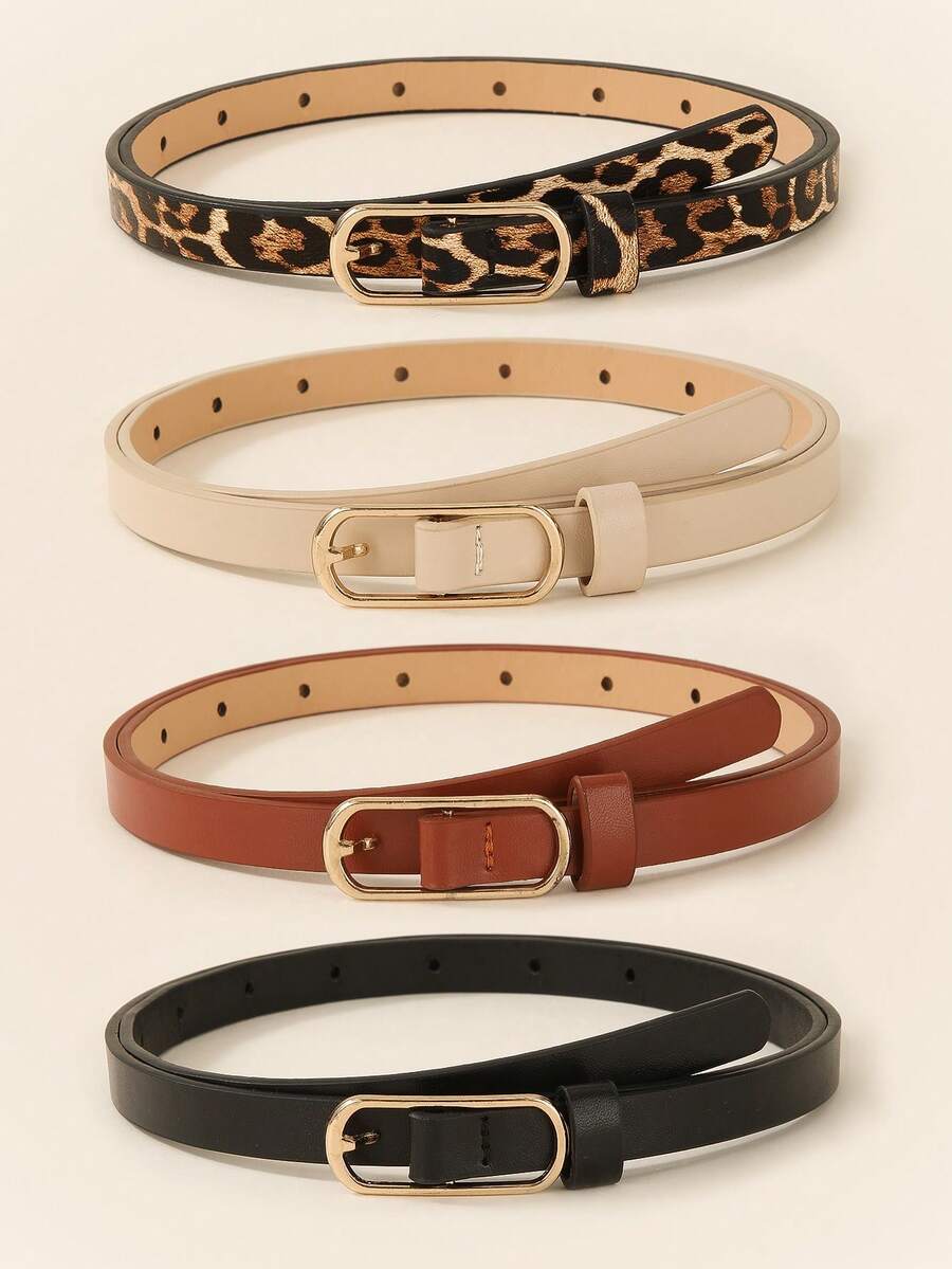 1/3/4pcs Minimalist Oval Buckle Belts For Women, Casual Elegant Solid ...