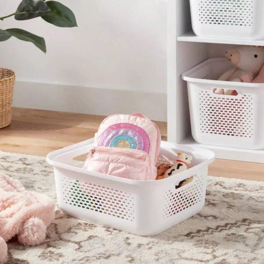 Small Decorative Plastic Bin With Cutout Handles | SHEIN USA