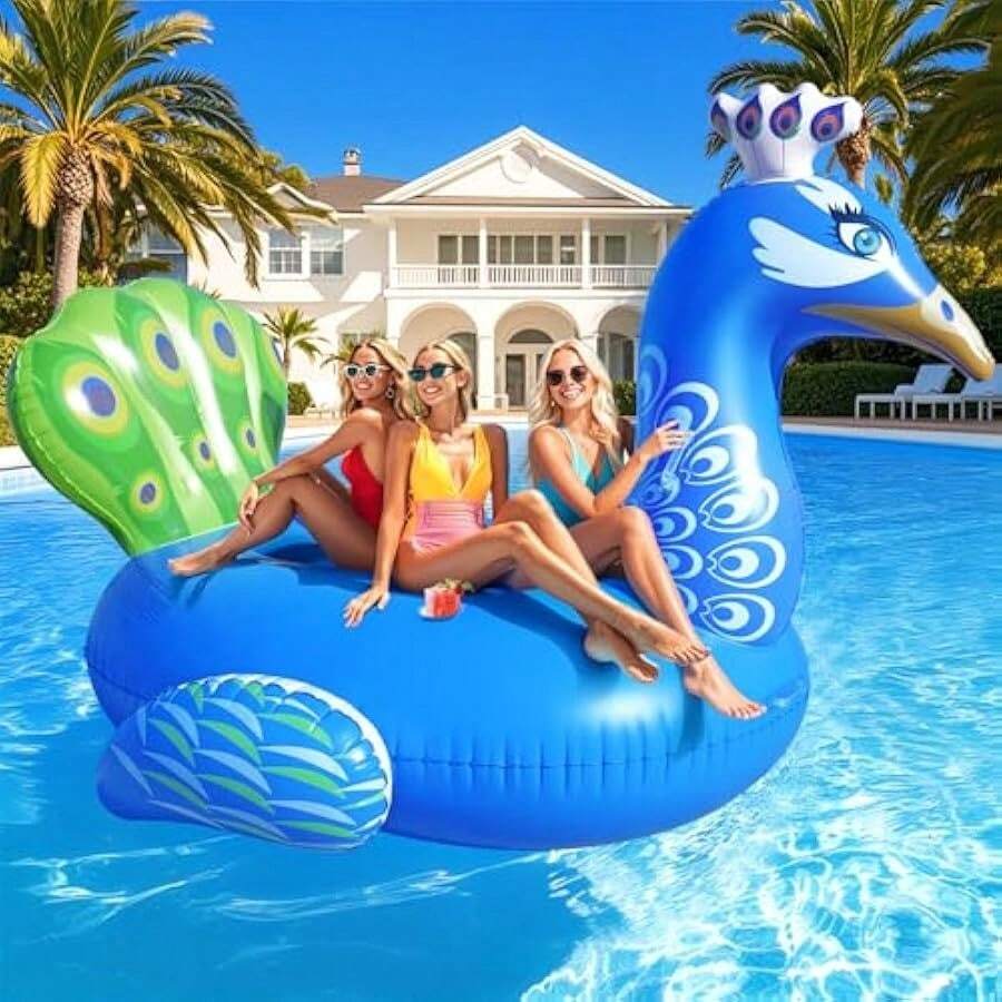 Inflatable Peacock Pool Float 2025 Gaint Funny Pool Floats Adults Heavy Duty Pool Floaties ...