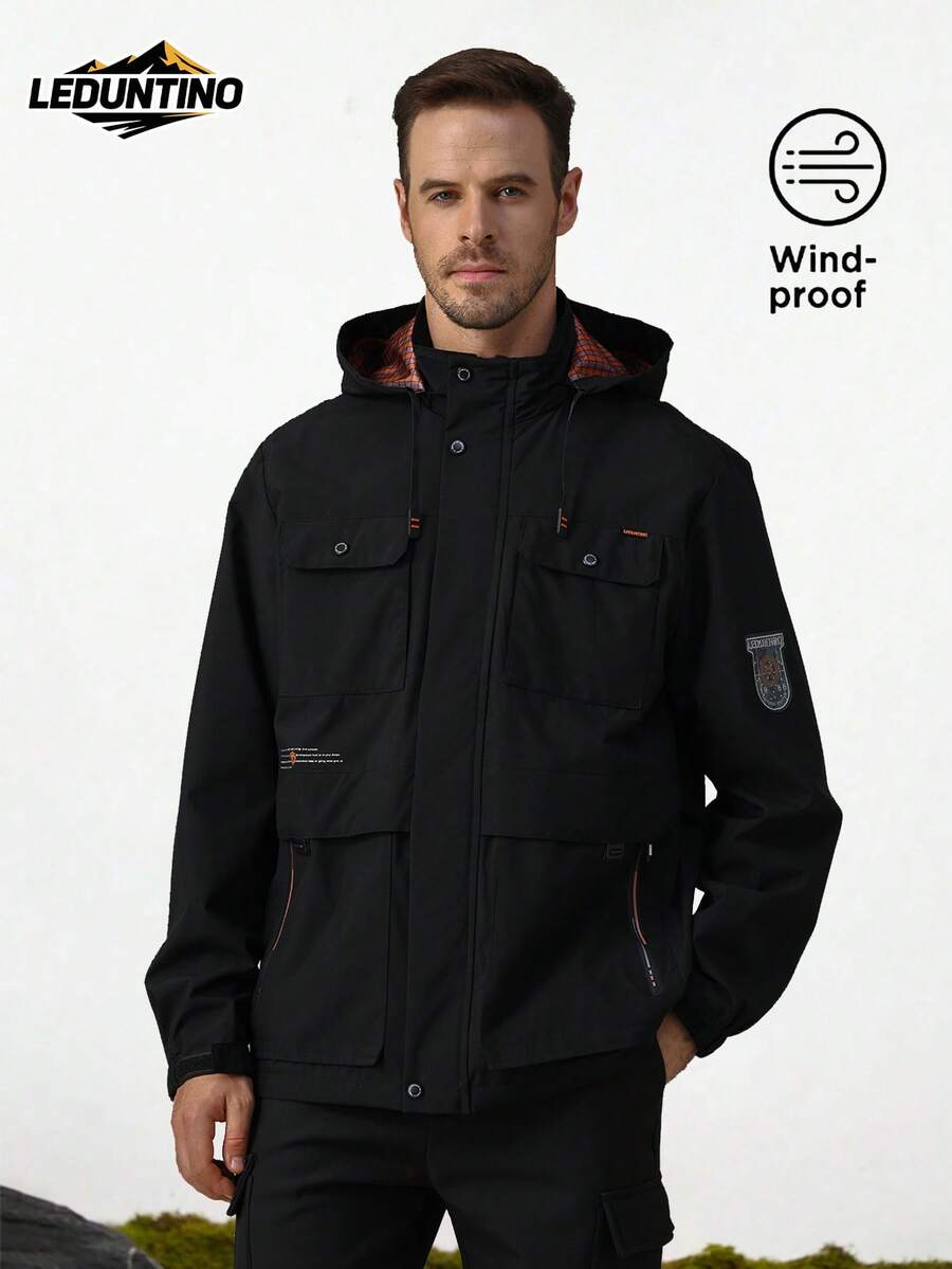 LEDUNTINO Chaqueta casual delgada de hombre con múltiples bolsillos ...