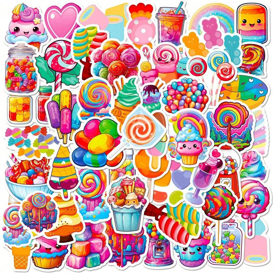 50pcs/Pack Colorful Candy & Dessert Stickers,Cute Cartoon & Interesting ...
