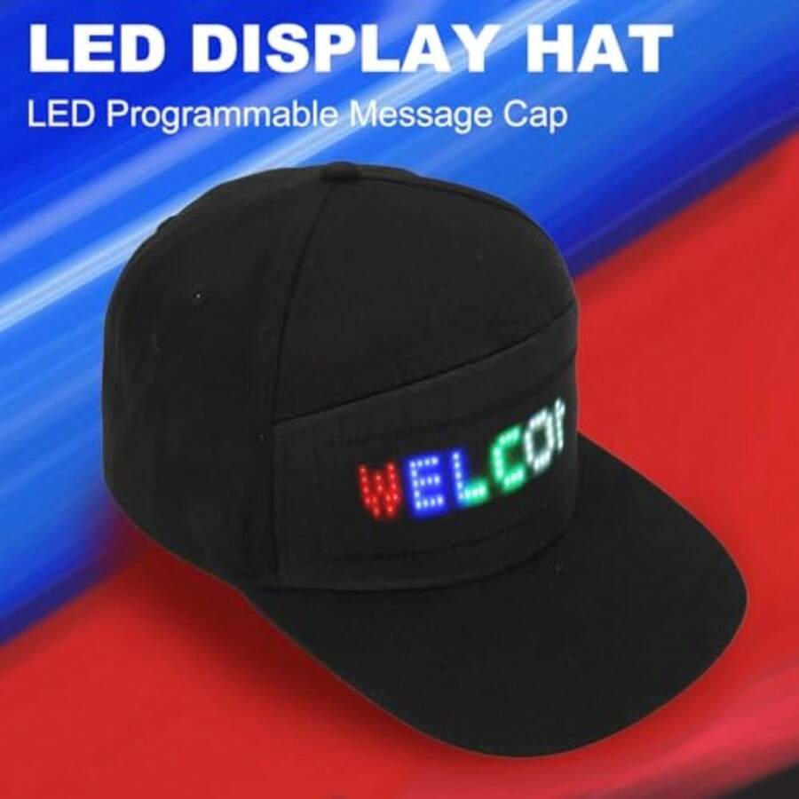 Black Programmable LED Cap With Bluetooth APP Control: Editable ...