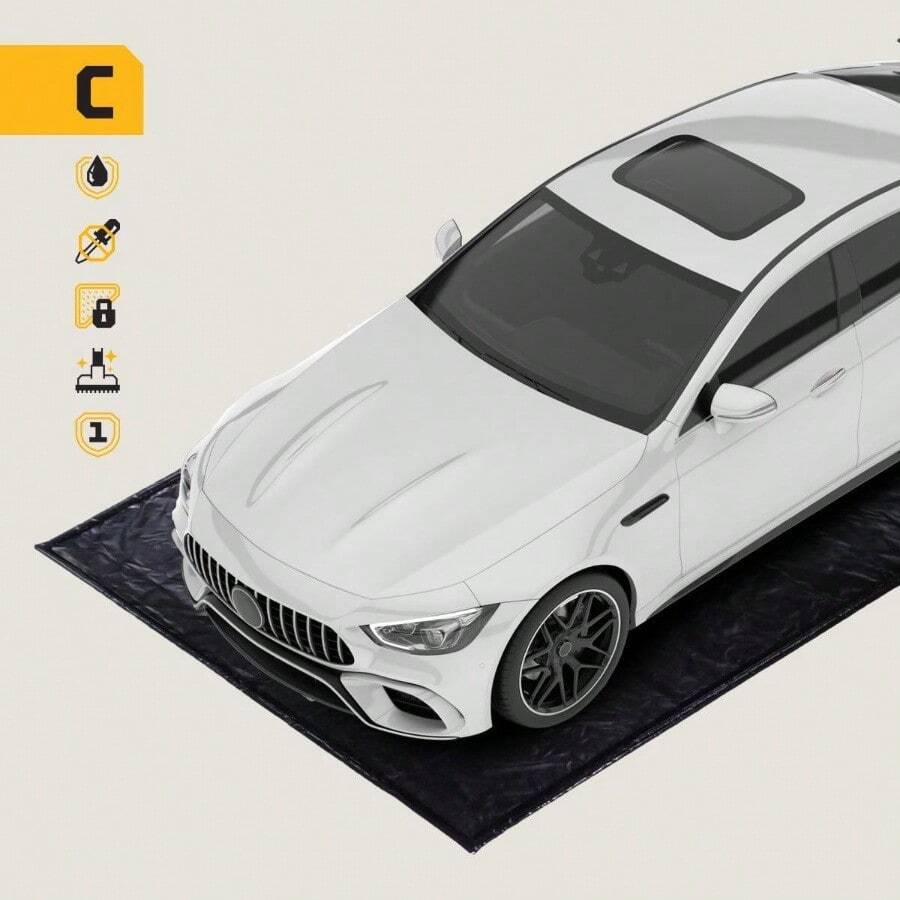 Garage Floor Mat Heavy Duty Under Car Mat With Squeegee For Compact ...