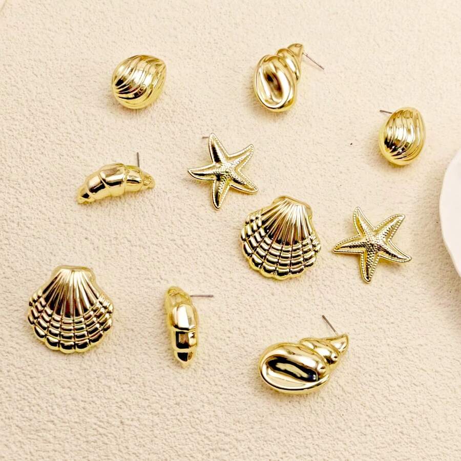 1 Pair Simple Bohemian Style 3D Hollow Crafted Imitation Seashell ...