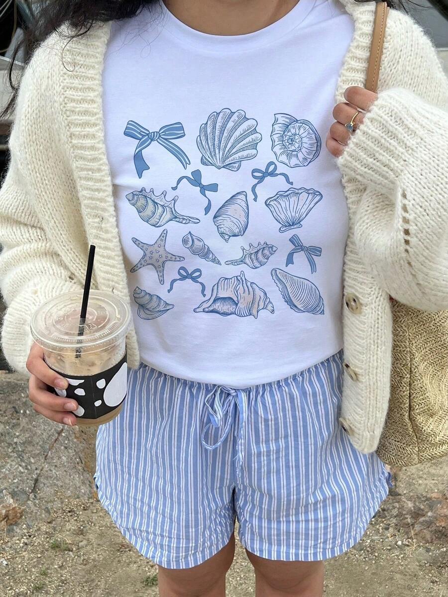 Damen T-Shirt Tops, Urlaubs Tops, süße Muster Tops, Sommer Tops ...