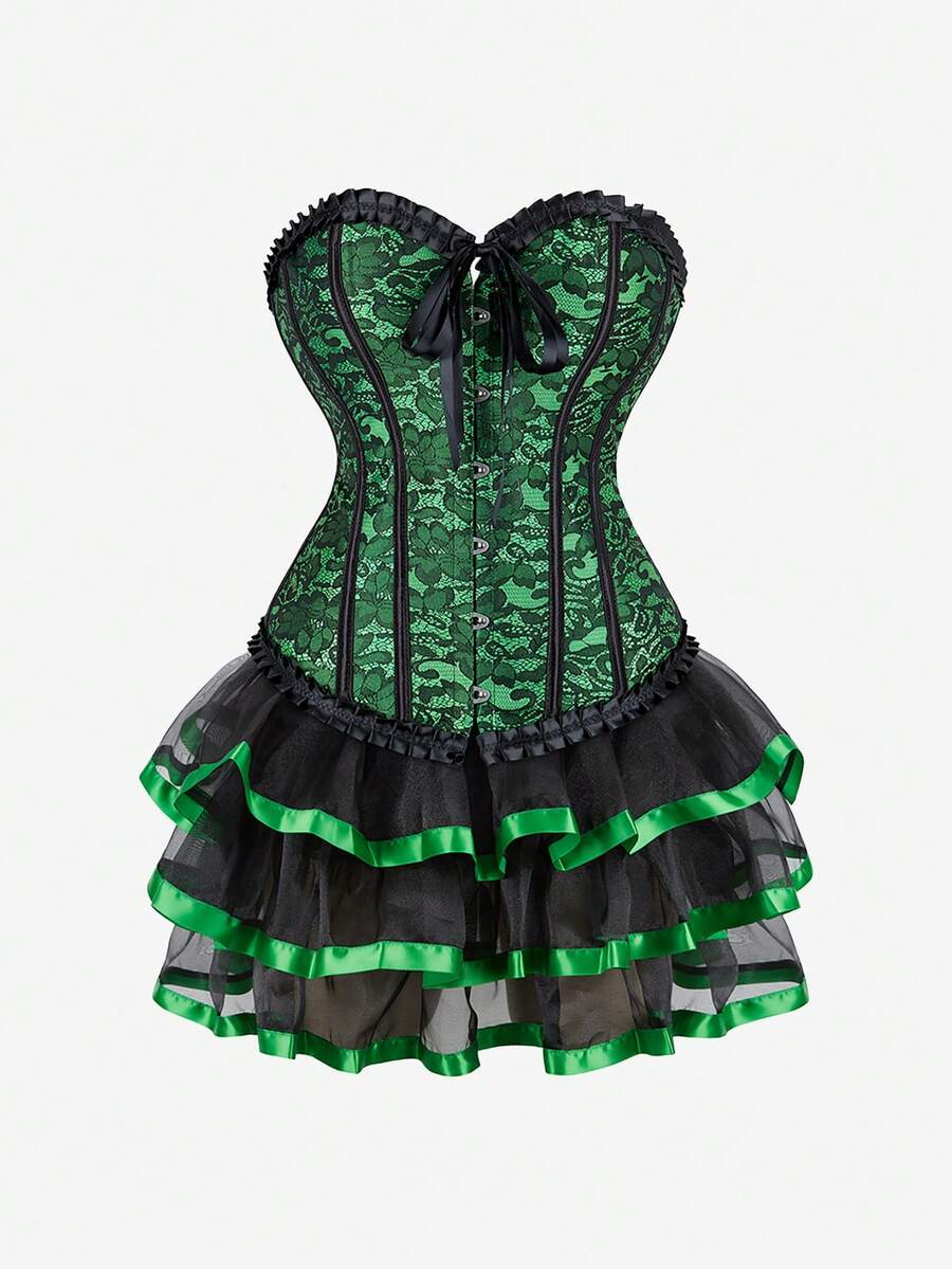 Corset Tops For Women Renaissance Corset Dress Ruffle Strapless Corset ...