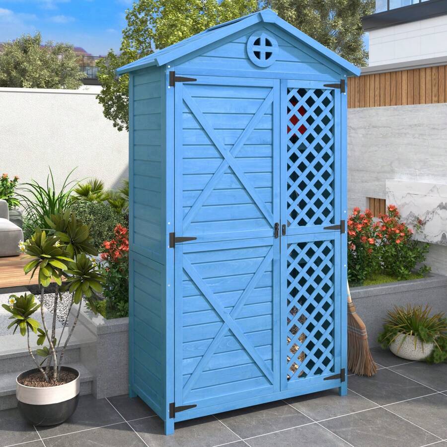 Garden Tool Shed Weather-Resistant Tool Shed Made Of Fir Wood, Terrace ...