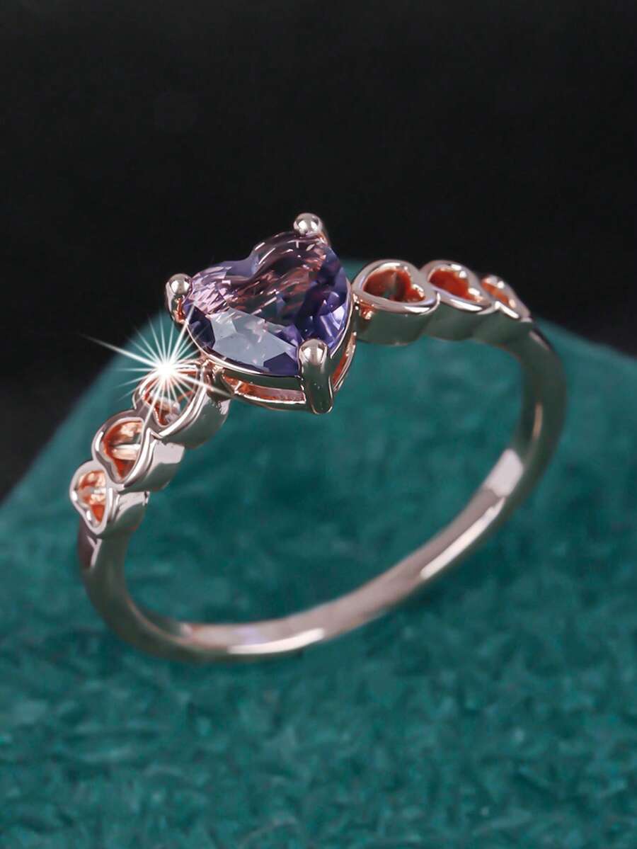 1pc Fashionable Elegant Heart-Shaped Zirconia Ring | SHEIN USA