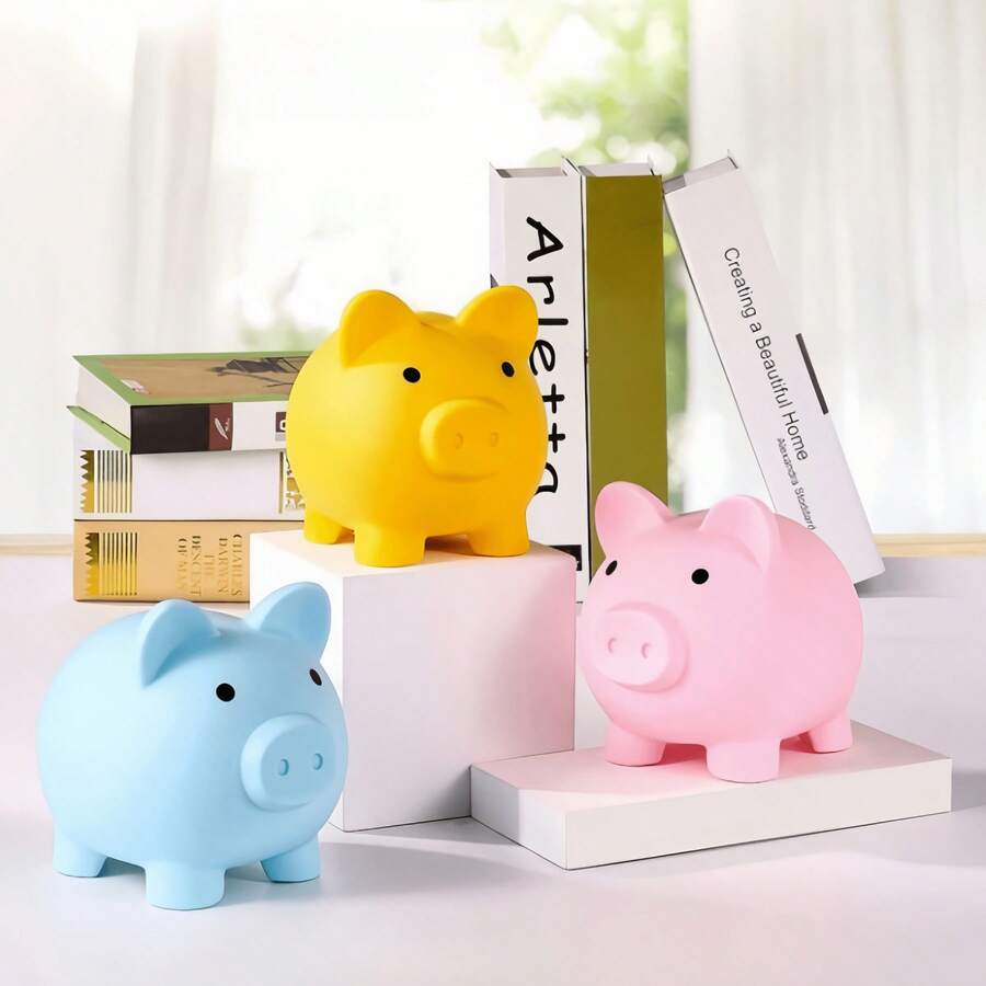 1pc Pig-Shaped Piggy Bank, Unbreakable Plastic Money Saving Box Home ...