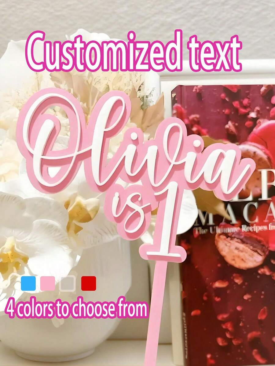 1pc Personalized Acrylic Cake Decoration With Custom Names And Numbers ...