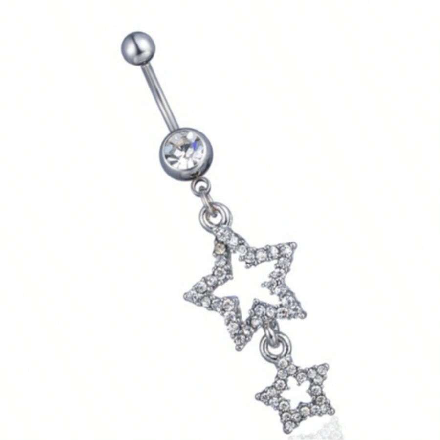 Piercing Jewelry - Rhinestone Pentagram Navel Ring/Navel Piercing ...