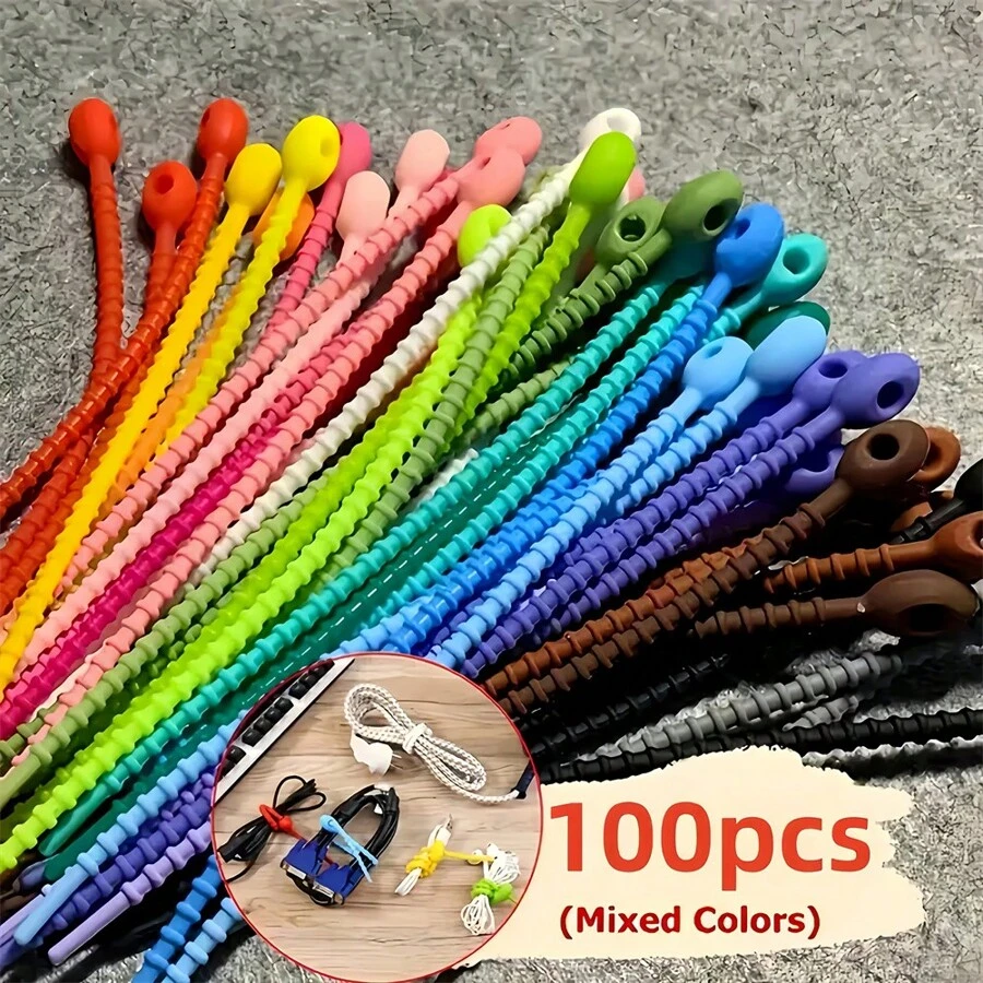 10/100pcs Reusable Silicone Cable Organizers, Wrap Devices, Storage ...