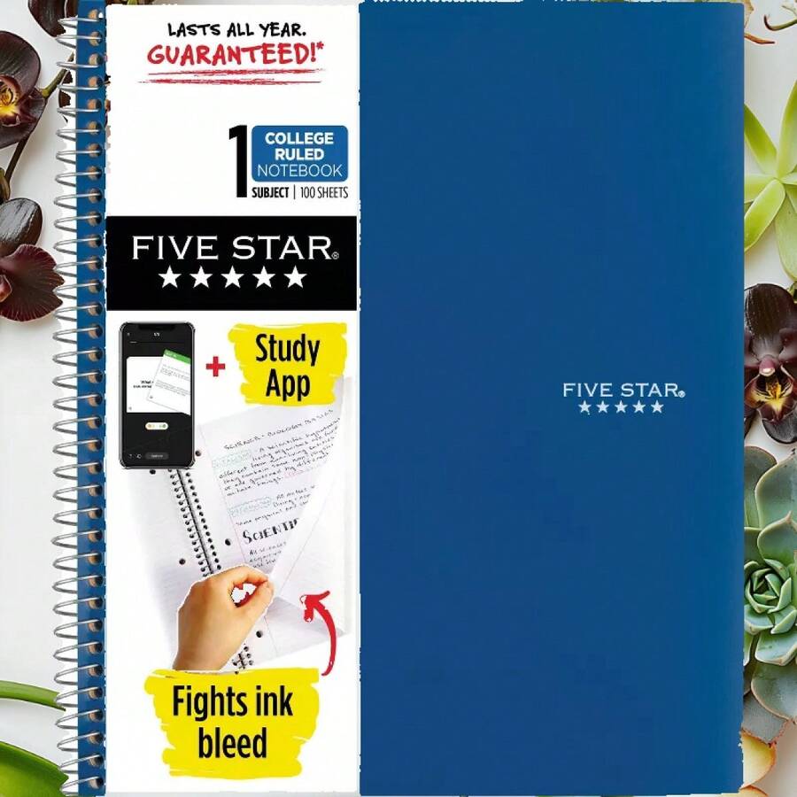 Five Star 1 Subject 100pg College Ruled Spiral Notebook (Colors May ...