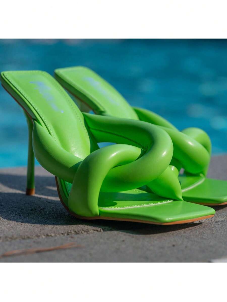 Summer Lime Green Mules Nora Women's Lime Green Puffer Mules Summer ...