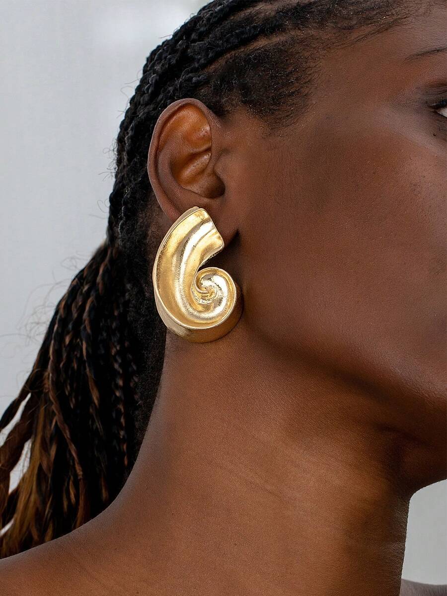 1 Pair Ocean Sea Snail Shell Conch Swirl Statement Earring Summer ...