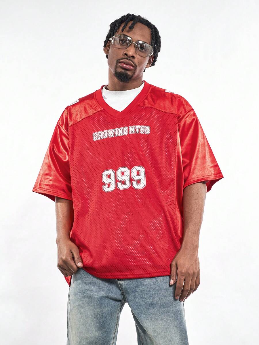 MT99 Street Style Sports Jersey, Fashion Loose Fit Sportswear Top ...