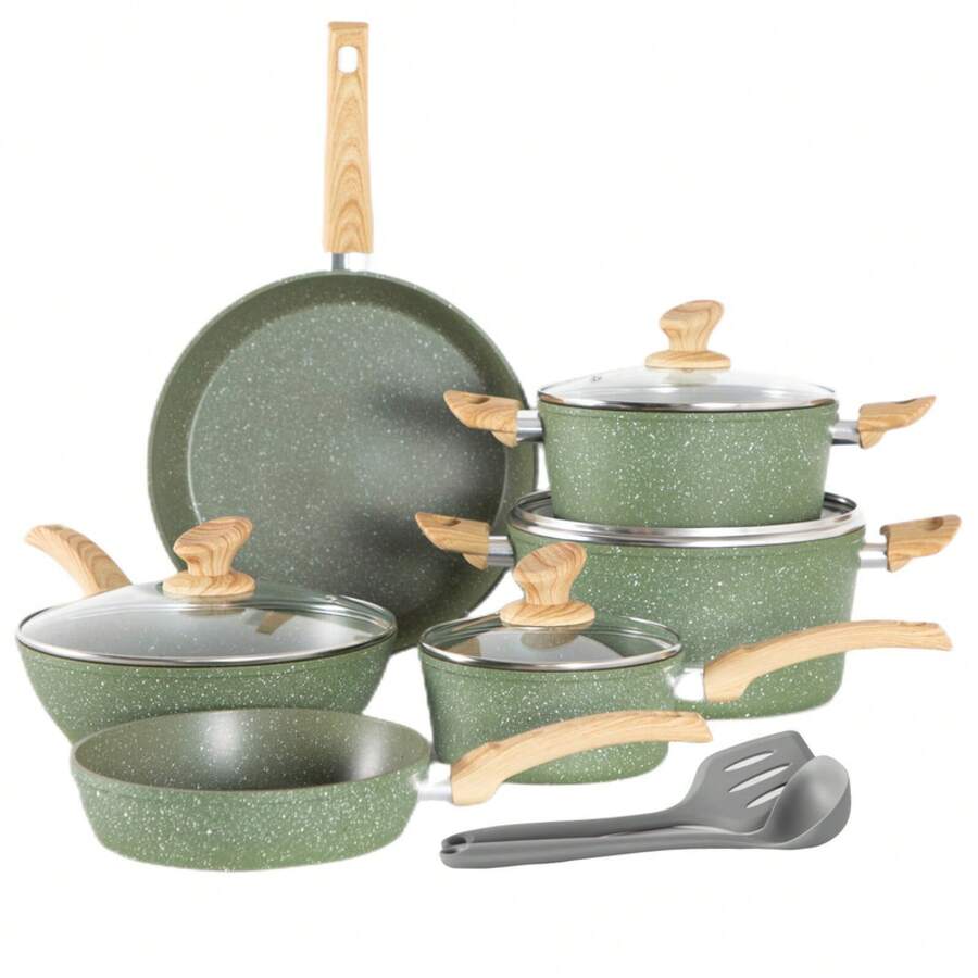 12Piece Pots And Pans Set Nonstick Granite Coated Induction Kitchen ...