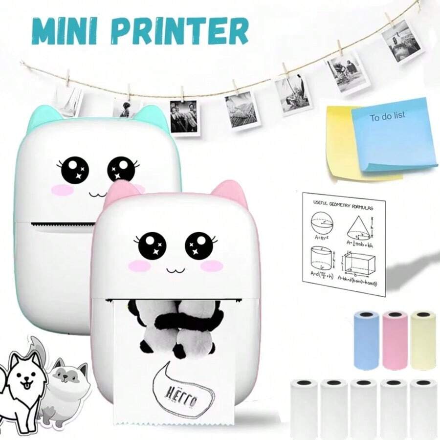 Reletech [ Cat Mini Printer ] Girl's Heart Portable Error Paper Printer ...