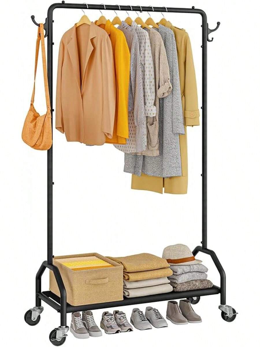 Clothes Rack With Bottom Shelves Garment Rack Clothes Rack For Hanging ...