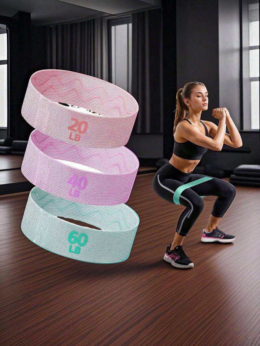 Set Of Resistance Bands, Glute Bands, Fabric Workout Bands, For Pilates ...