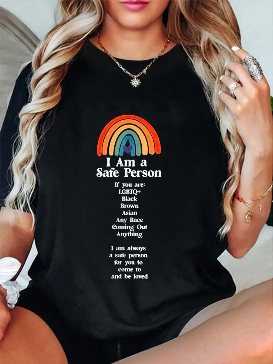I Am A Safe Person LGBTQ Ally Safe Space Pride Rainbow Flag T-Shirt ...