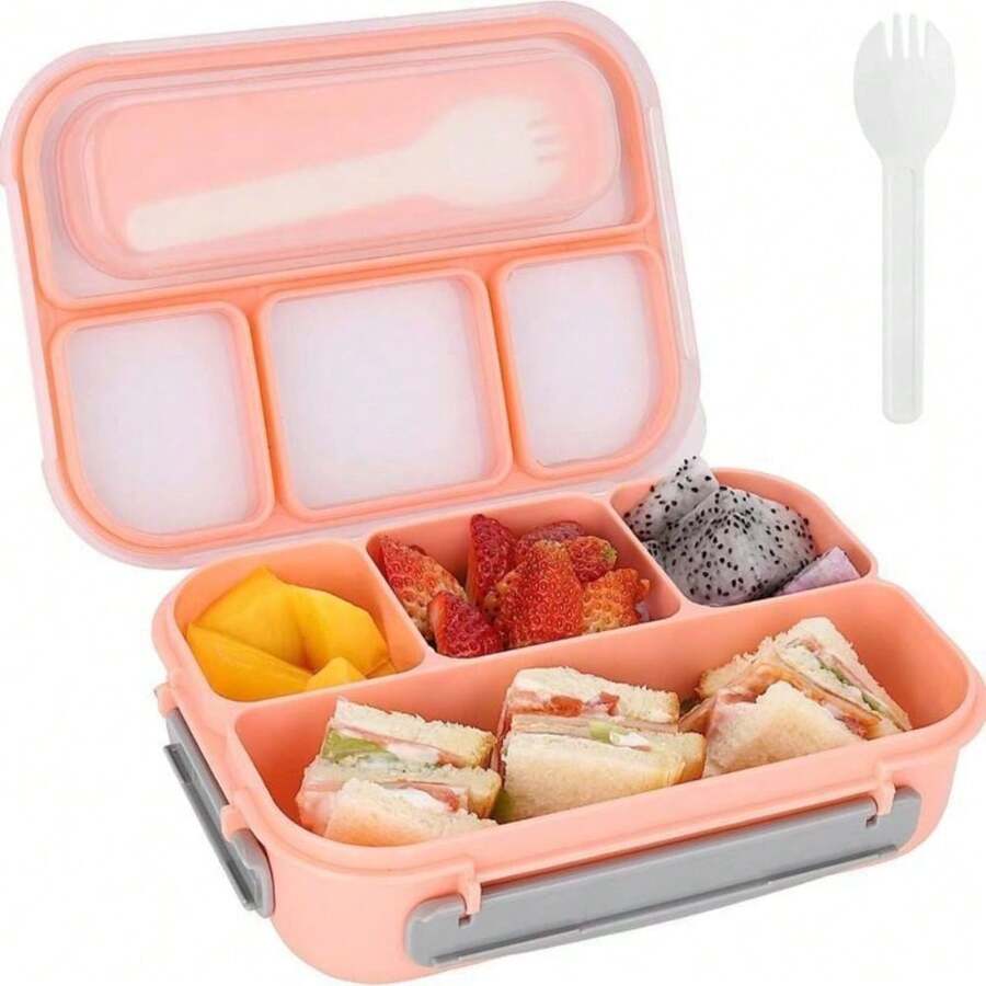 Bento Lunch Box, 4 Compartments And 1000ml Spoon, Suitable For School ...