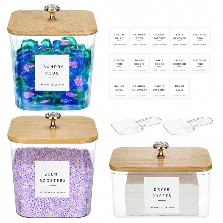3 Pack Laundry Room Organization Storage Containers 2 Half Gallon ...