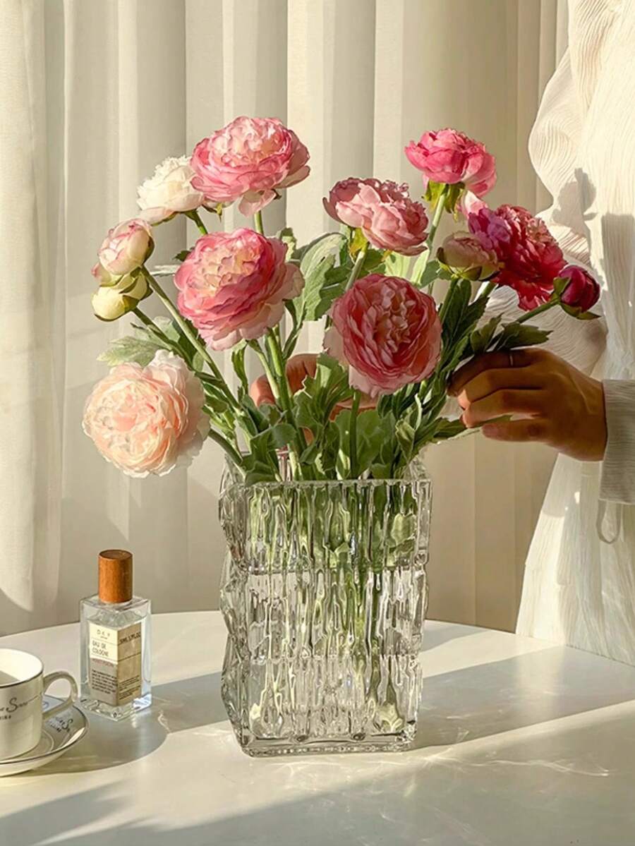 Artificial Three-Branched Peony Roses DIY Wedding Bouquets Red Bridal ...