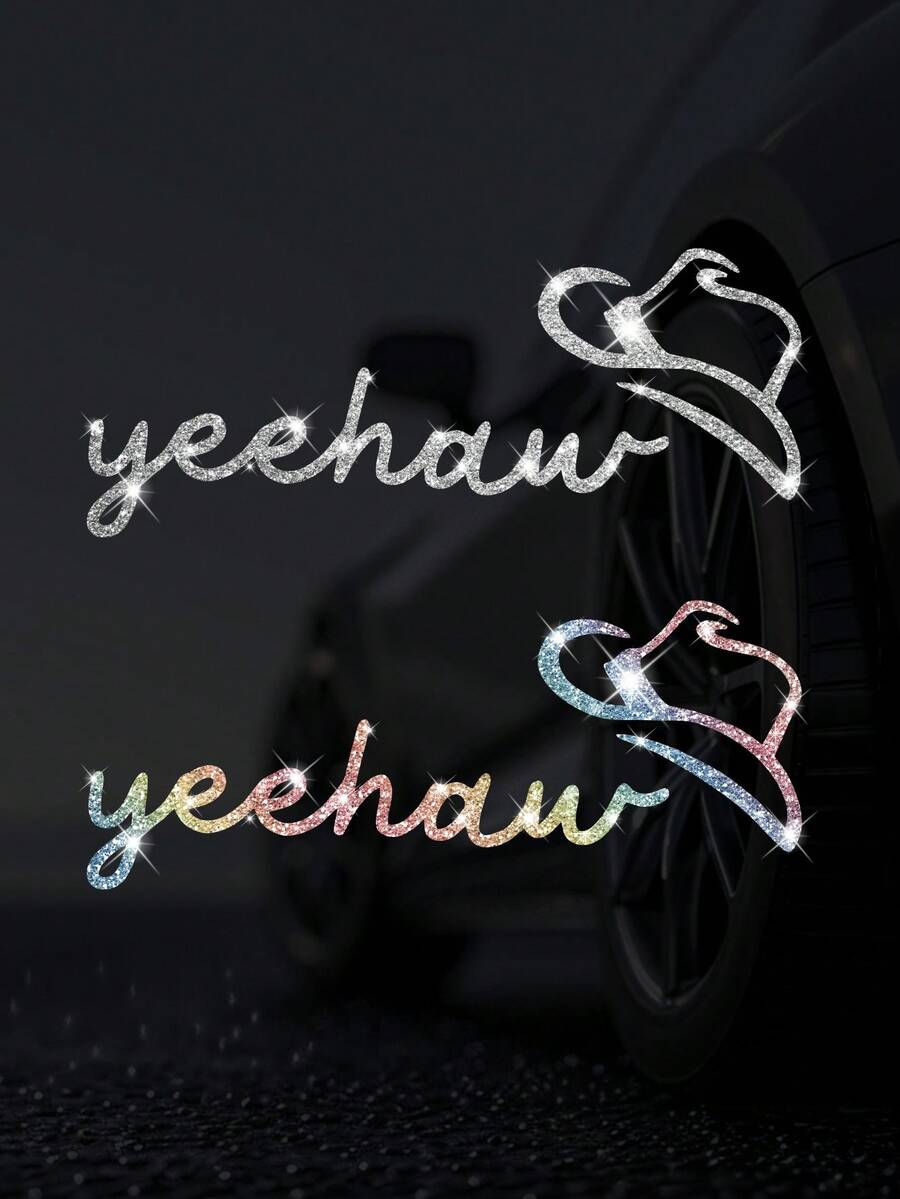 Fun Glitter Stickers YeeHaw MINI Car Mirror Stickers Fashion Car Mirror ...