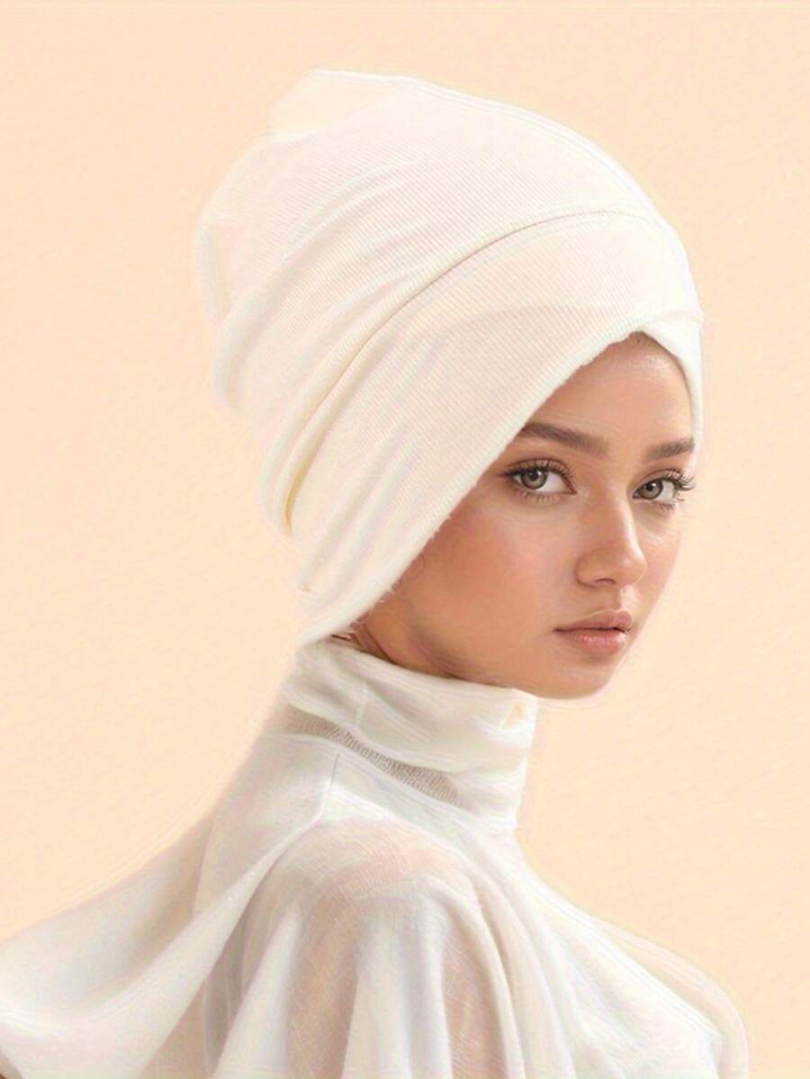 1pc Women's Solid Color Stretch Breathable Striped Headwrap, Versatile ...