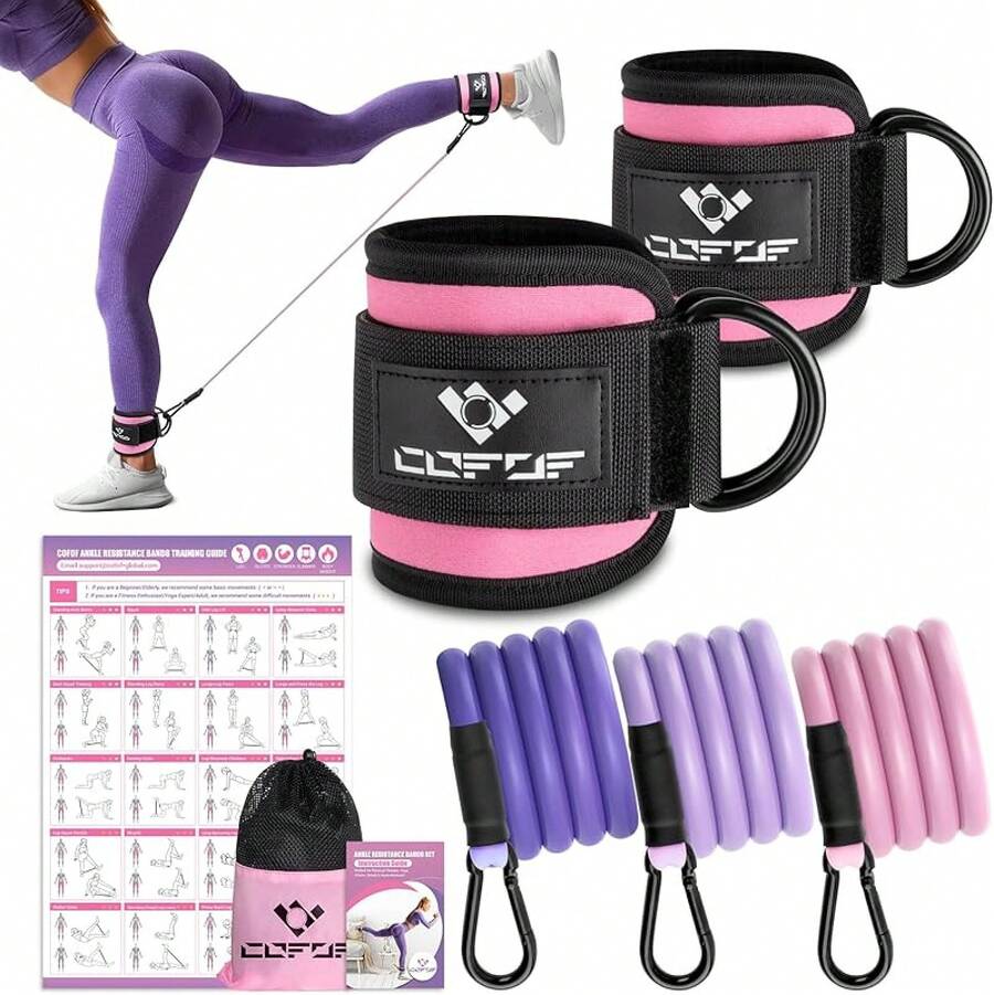 Ankle Resistance Bands With Cuffs For Working Out, Kickbacks, Hip, Leg ...